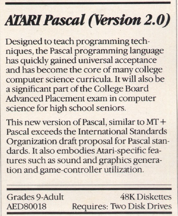 AtariWiki V3.1: Atari Learning System Pascal Version 2.0